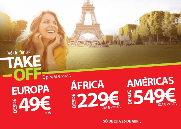 Campanha Take Off TAP de 23 a 26 de Abril desde 49€ - Viagens e Férias